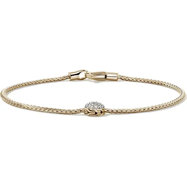 John Hardy 14k Pave Diamond Station Bracelet - Gold