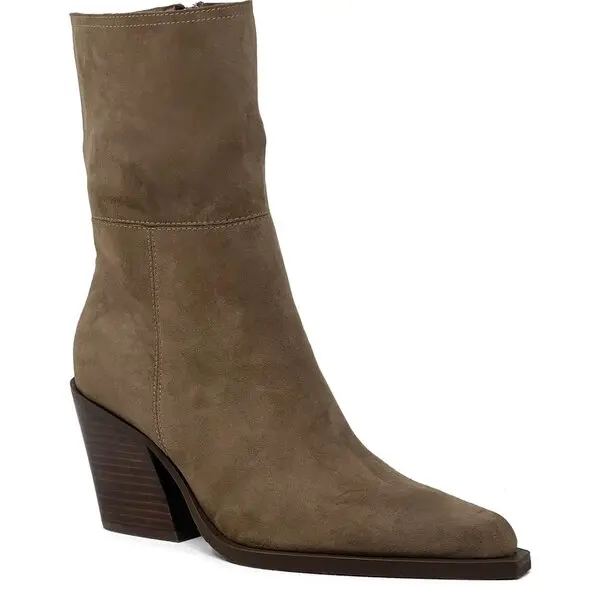 SHU SHOP Venice Block Heel Bootie - Taupe Suede