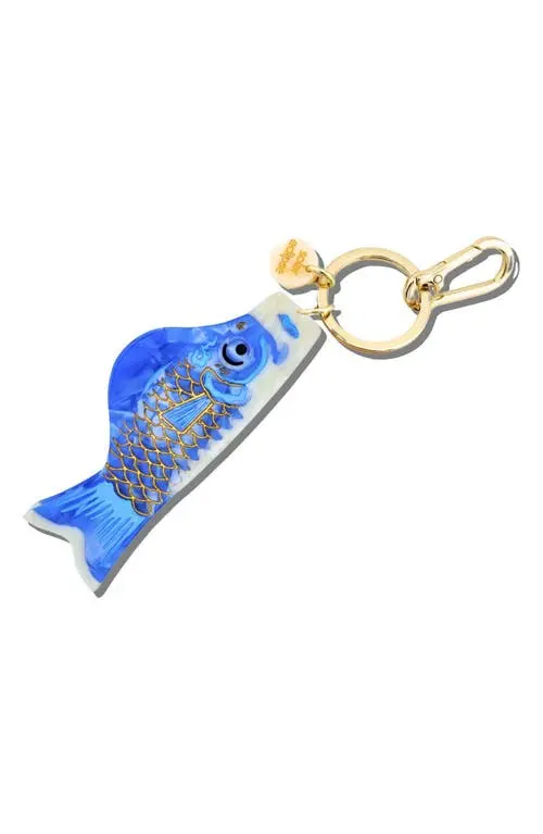 SOLAR ECLIPSE Hand-painted Carp Bag Charm - Blue