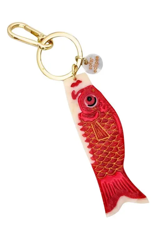 SOLAR ECLIPSE Hand-painted Carp Bag Charm - Red