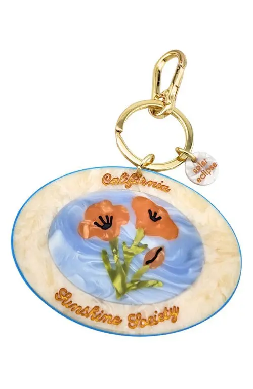 SOLAR ECLIPSE Hand-painted California Sunshine Society Key Chain Bag Charm - Beige
