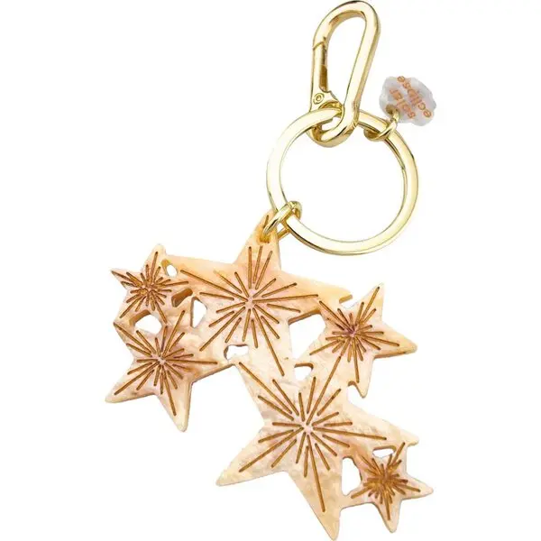 SOLAR ECLIPSE Hand-painted Celestial Stars Key Chain Bag Charm - Beige