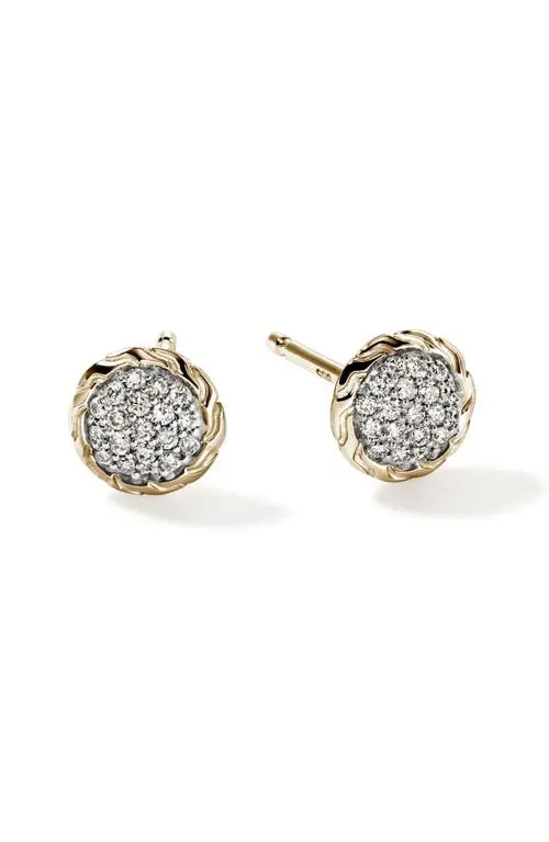 John Hardy Jh Essentials Pavé Stud Earrings - Silver/14k Gold