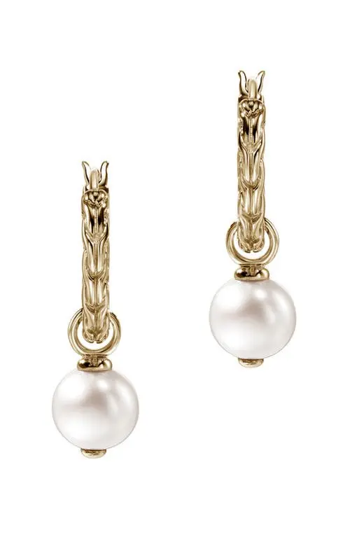 John Hardy Jh Essentials Pearl Hoop Earrings - 14k Gold/pearl