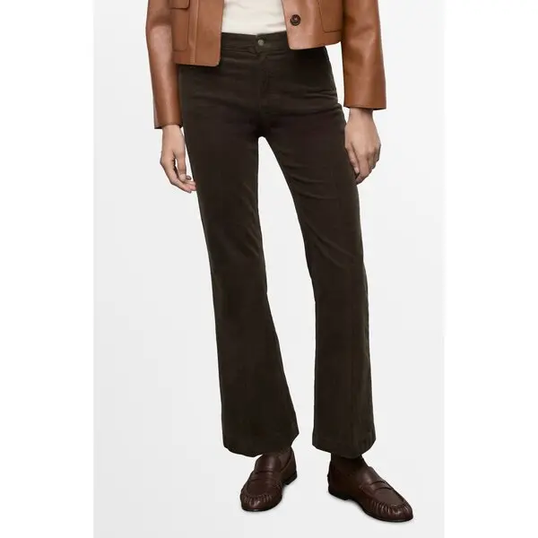 Mango Bootcut Corduroy Pants - Chocolate