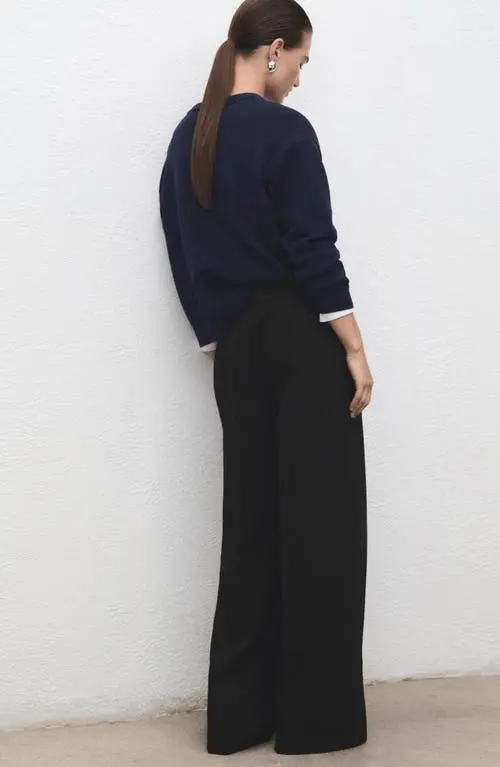 Mango Belted Wide Leg Trousers - Black