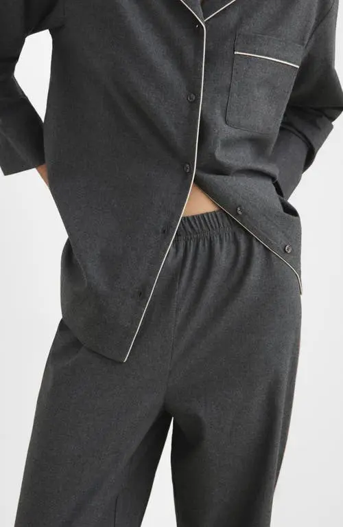 Mango Cotton Flannel Pajama Pants - Charcoal