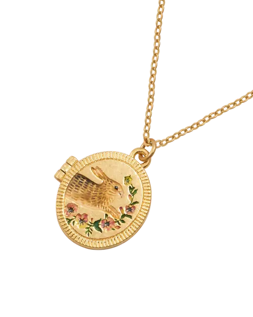 FABLE ENGLAND Running Bunny Locket - Multi & Gold