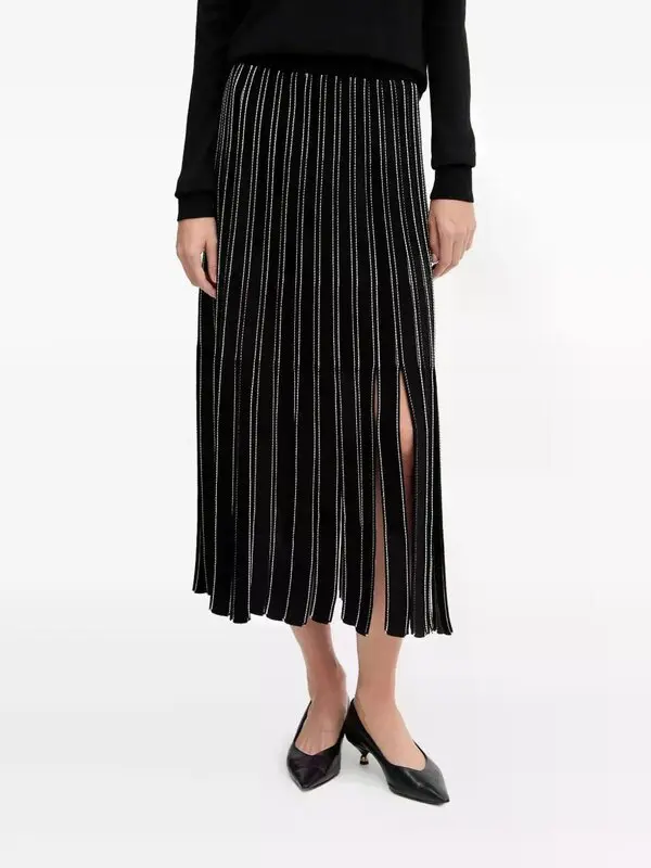 BOSS Striped Pleated Midi Skirt