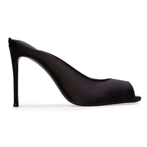 BLACK SUEDE STUDIO Shania 100 Satin Mule - Black Satin