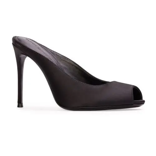 BLACK SUEDE STUDIO Shania 100 Satin Mule - Black Satin