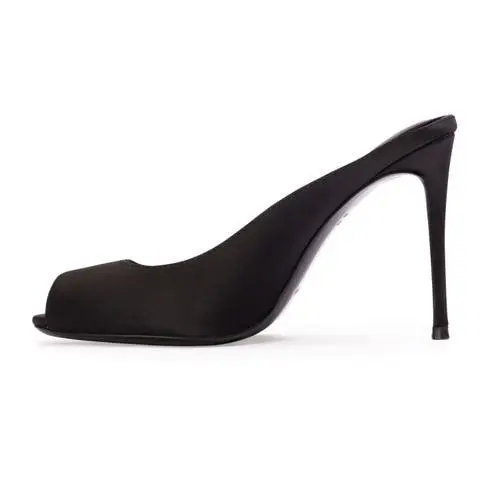 BLACK SUEDE STUDIO Shania 100 Satin Mule - Black Satin