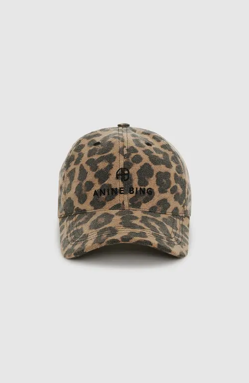 ANINE BING Jeremy Baseball Cap - Black And Brown Leopard