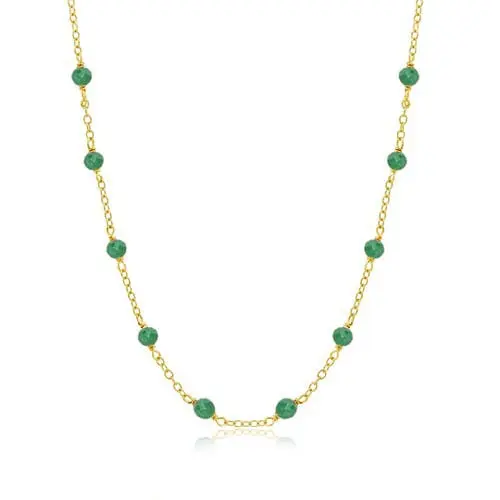 THE LOVERY FINE JEWELRY 14k Yellow Gold Bead Chain Necklace - Emerald