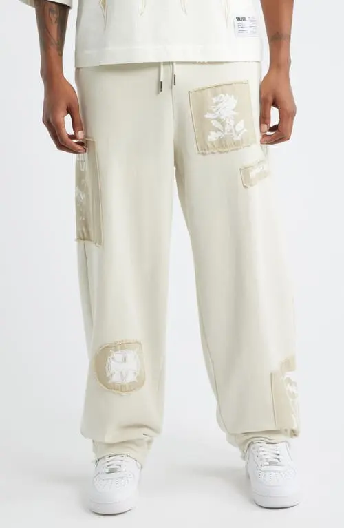 MEMORY LANE Patch Flyer Drawstring Sweatpants - Cream