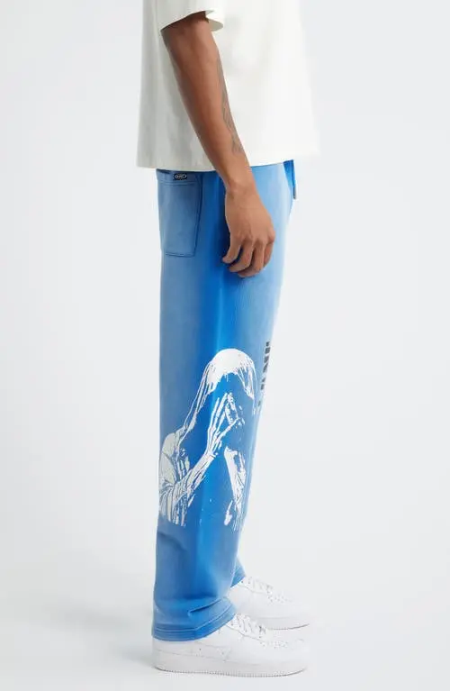 MEMORY LANE Stencil Logo Sweatpants - Faded Blue