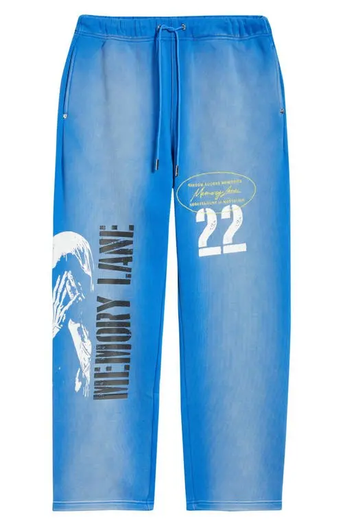 MEMORY LANE Stencil Logo Sweatpants - Faded Blue