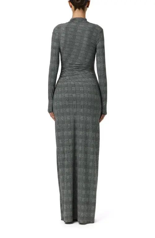 Naked Wardrobe Houndstooth Overlap Neck Maxi Dress