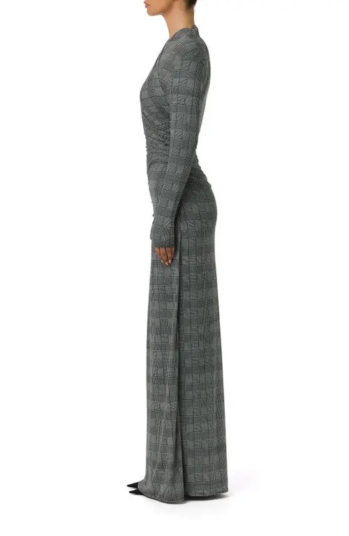 Naked Wardrobe Houndstooth Overlap Neck Maxi Dress