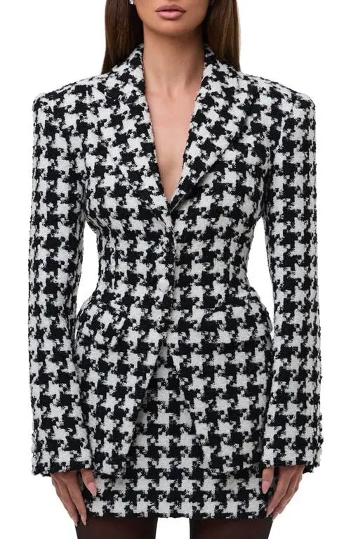Naked Wardrobe Houndstooth Check Tweed Blazer