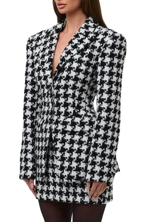 Naked Wardrobe Houndstooth Check Tweed Blazer