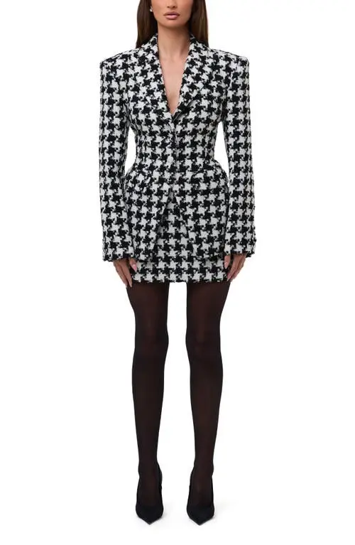 Naked Wardrobe Houndstooth Check Tweed Blazer