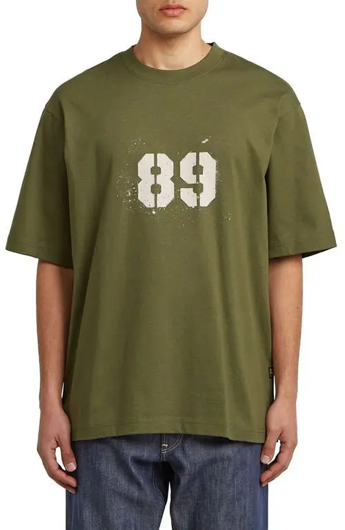 G-star Raw Sprayed 89 Boxy Organic Cotton Graphic T-shirt - Shadow Olive