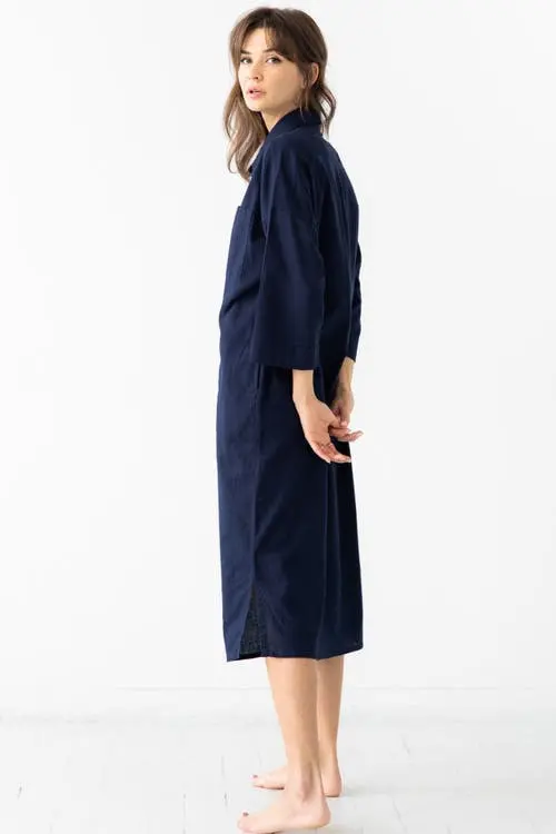 SALUA Oversized Button-down Shirt - Navy