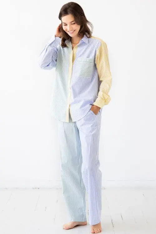 SALUA Amalfi Stripes Resort Full Length Set - Light Blue-green-yellow
