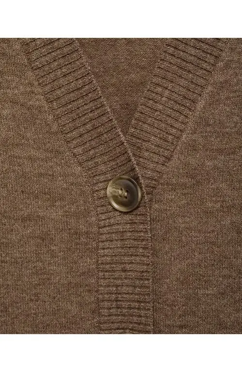 Mango V-neck Cardigan - Medium Brown
