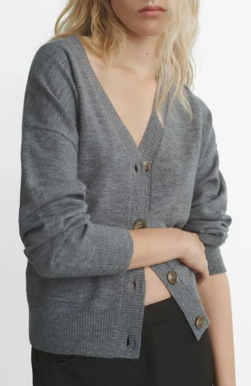 Mango V-neck Cardigan - Medium Heather Grey