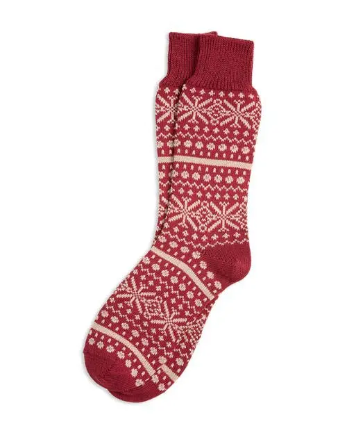 CELTIC & CO. Fair Isle Socks - Merlot/oatmeal