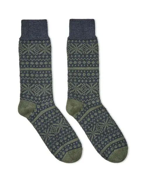 CELTIC & CO. Fair Isle Socks - Navy /olive