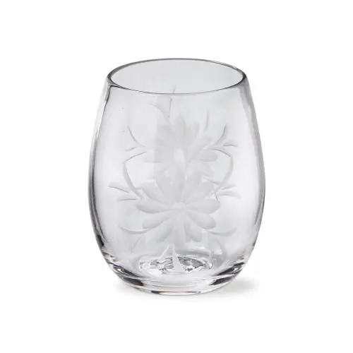 TAG Fleur Etched Stemless Wine Glasses For Events And Parties