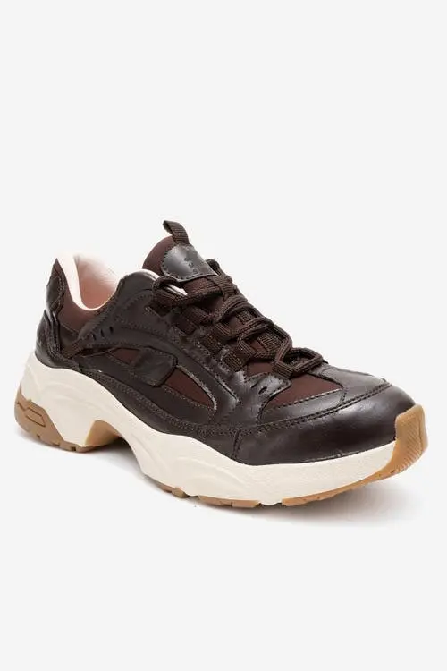 PROLOGUE SHOES Bambi Printed Mesh Sneakers - Brown Faux Leather