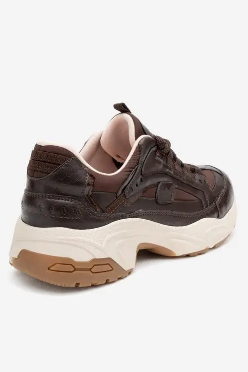 PROLOGUE SHOES Bambi Printed Mesh Sneakers - Brown Faux Leather