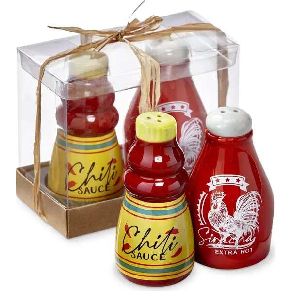 TAG Hot Sauce Collectible Ceramic Salt And Pepper Shakers Set - Red