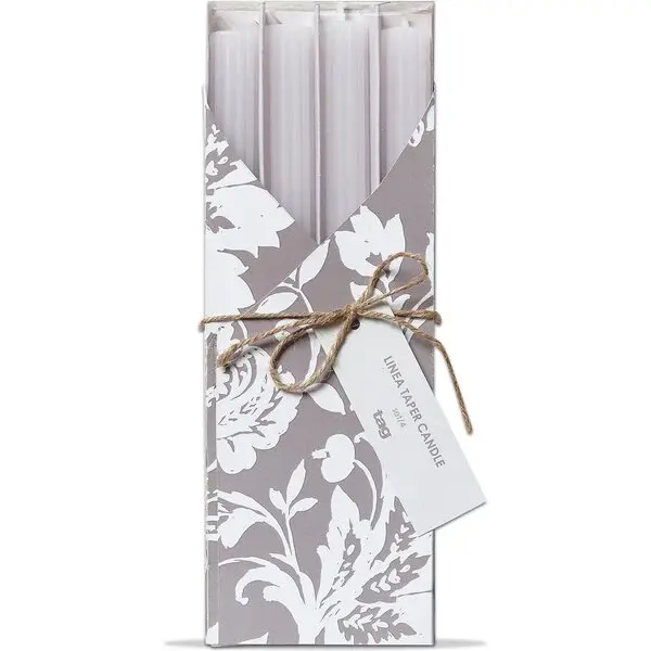 TAG Linea Paraffin Wax Taper Candle Set Of Four Unscented - White