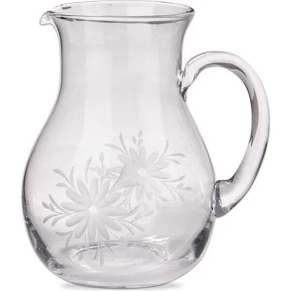 TAG Fleur Etched Glass Pitcherelegant Beverage Server