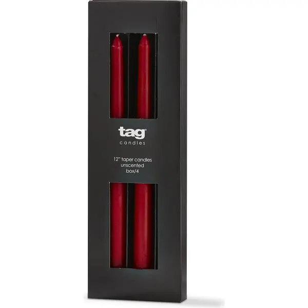 TAG Color Studio Traditional Taper Unscented Candle Set - Red