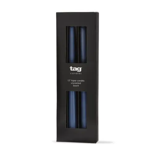 TAG Color Studio Traditional Taper Candles Denim Set Of 4 - Blue
