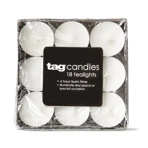 TAG Color Studio Unscented Tealight Candles Set Of 18 - White