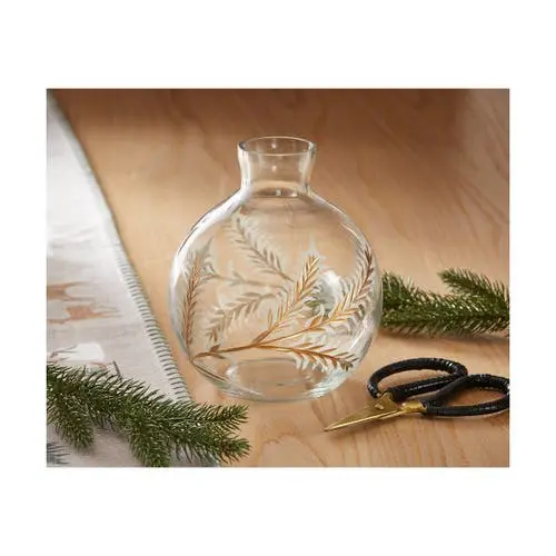 TAG Botanical Etched Glass Vase For Decorative Bouquets