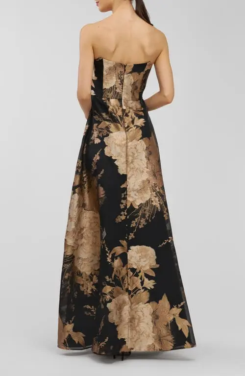 KAY UNGER Willow Metallic Strapless Gown