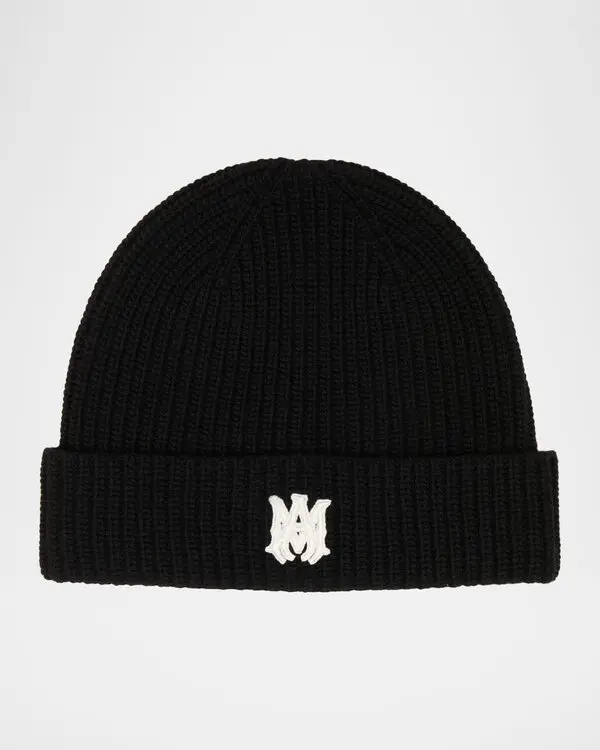 Amiri Ma Embroidered Wool Beanie - Black