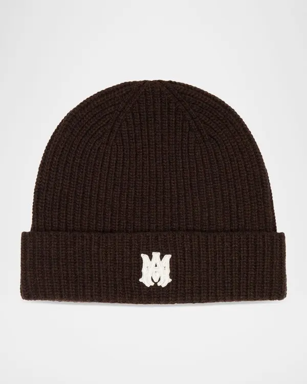 Amiri Ma Embroidered Wool Beanie - Dark Brown