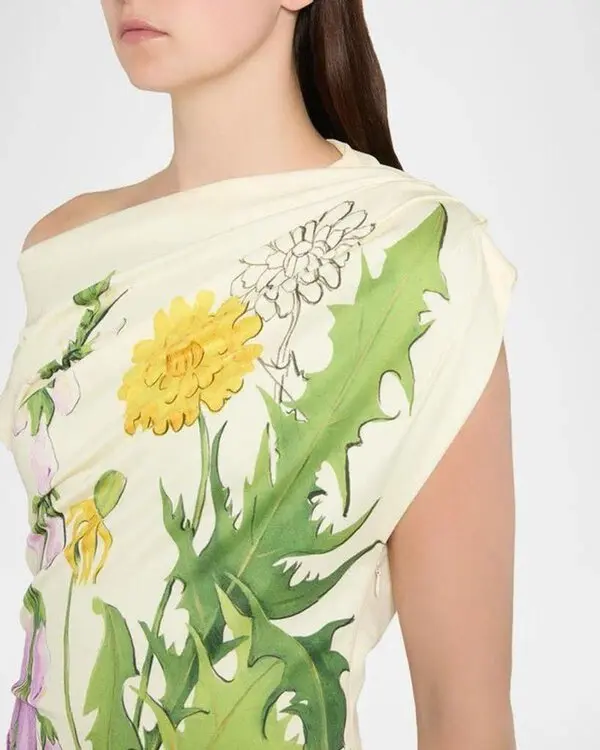 Oscar De La Renta Off-the-shoulder Foxglove Draped Jersey Maxi Dress - Butter Multi