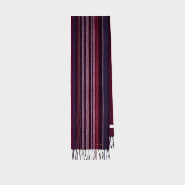 Paul Smith Purple 'trent' Stripe Scarf - Red