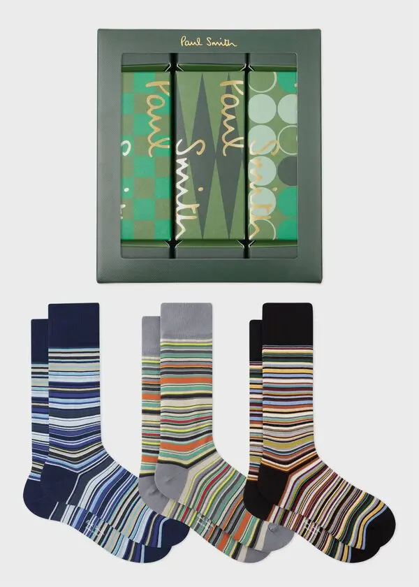 Paul Smith Signature Stripe Socks Three-pack Cracker Set