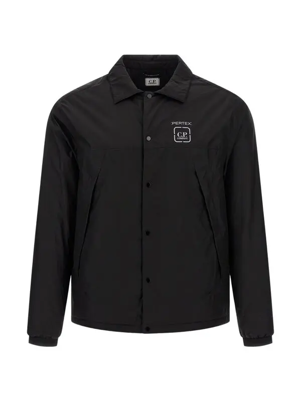 C.P. COMPANY Bottoned Shirt Jacket With Print And Drawstring Hem